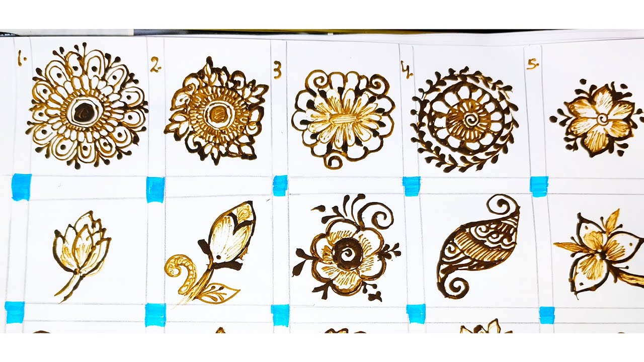 mehndi flower designs // mehndi on paper // #mehndi #flowers - YouTube