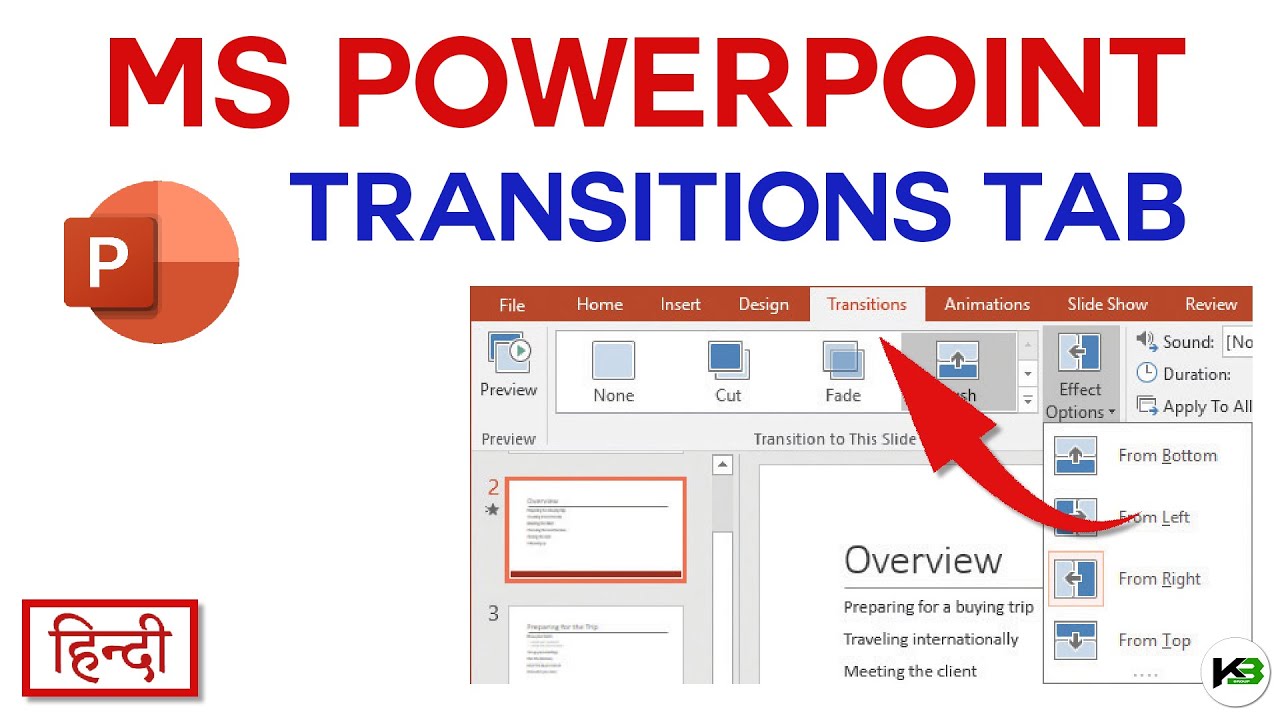 Transitions Tab in Powerpoint | KB Tech India - YouTube