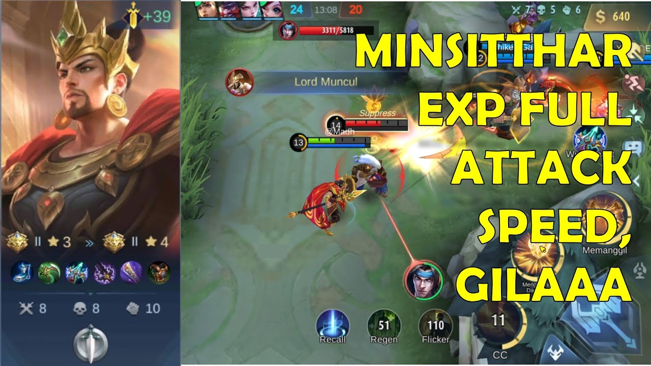 MINSITTHAR EXP FULL ATTACK SPEED - Mobile Legend - YouTube