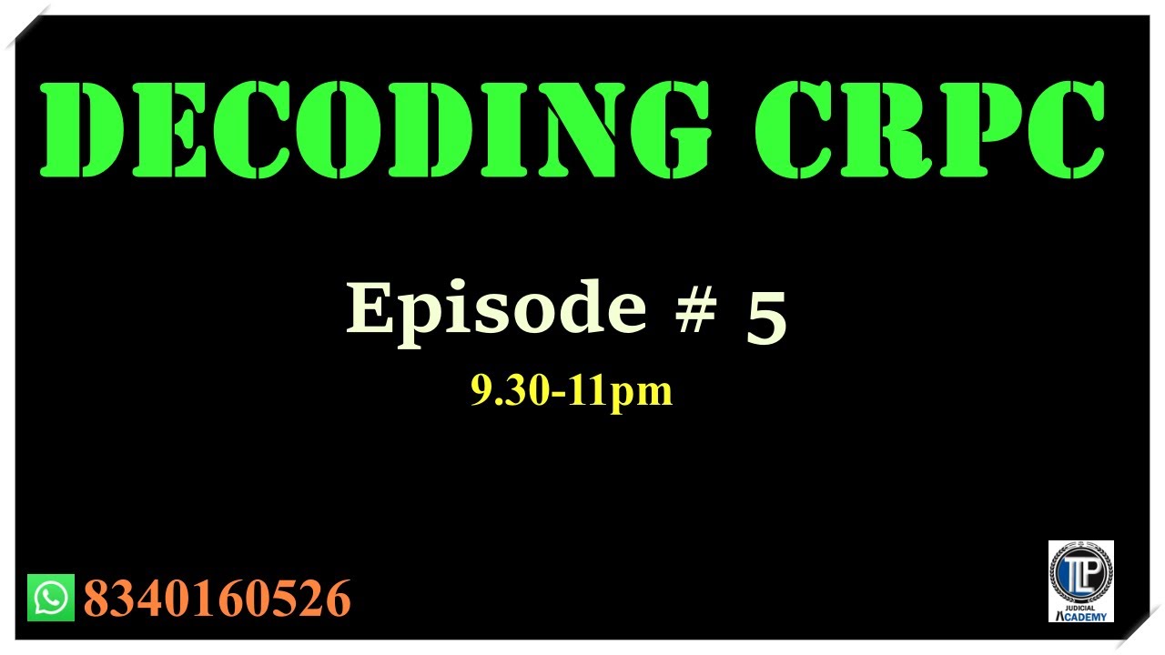 Decoding Basics of CrPC- Night Batch #tlpacademy - YouTube