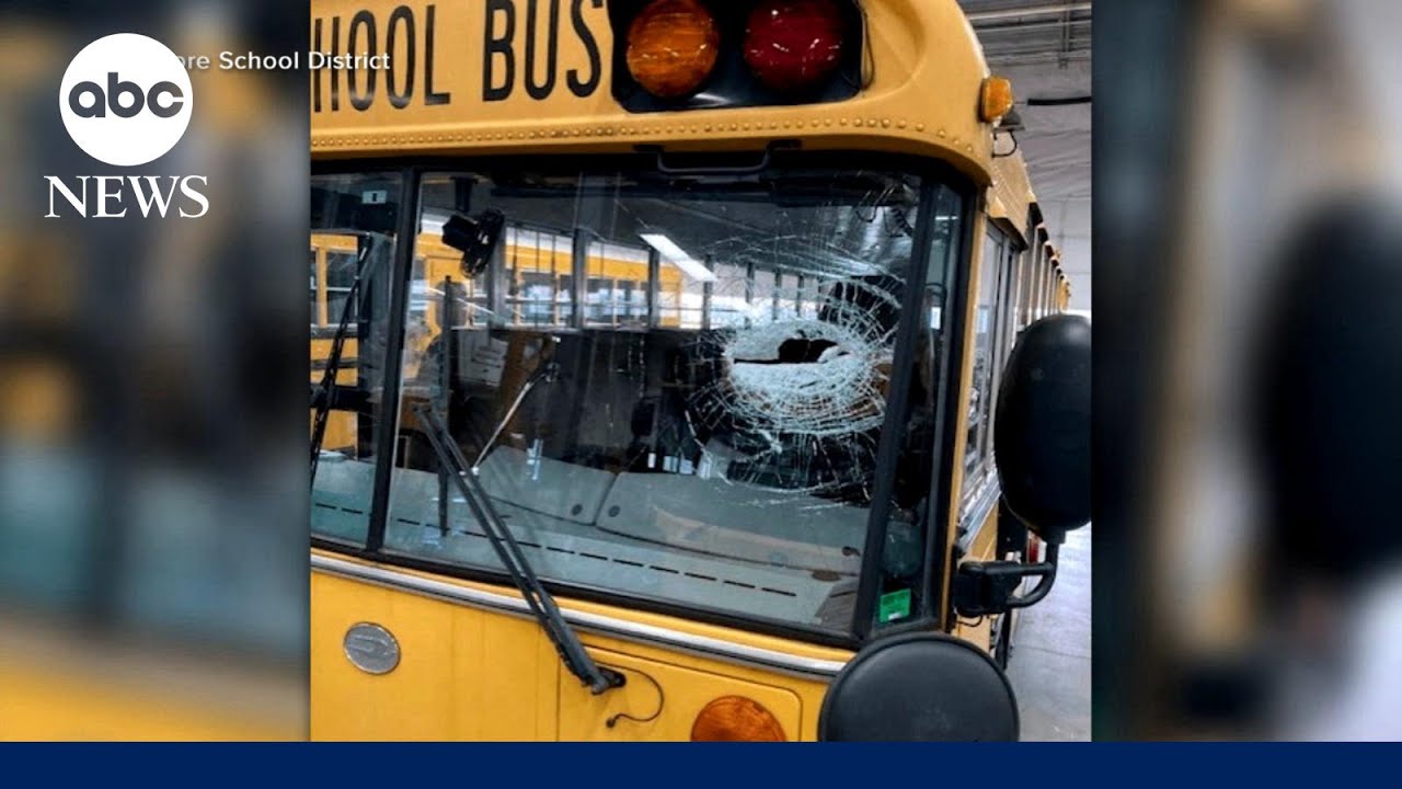 School bus driver keeps calm after being hit with flying metal - YouTube