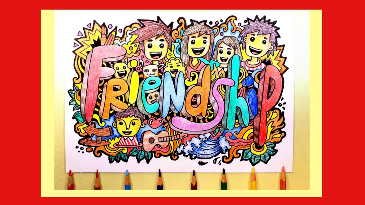 HOW TO DRAW AND COLORING DOODLE FRIENDSHIP FOR BEGINNERS STEP BY STEP ...