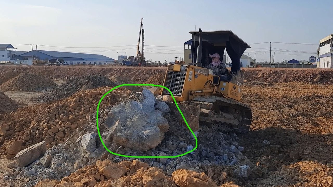 Continue Big Project!! Bulldozer Pushing Stone Land And Dump Truck ...