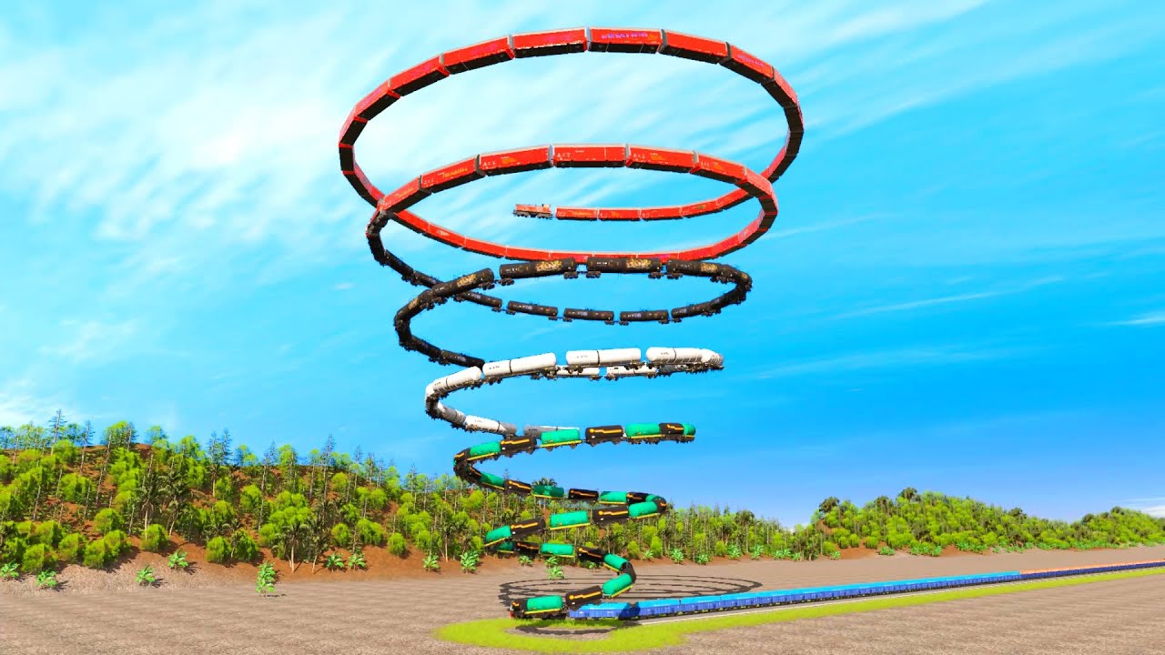 Train Suddenly Flies in a Spiral Like a Hurricane🚦Very Long Train😵 ...
