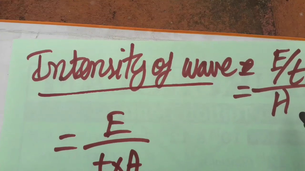 Intensity of wave SI unit and dimensional formula - YouTube
