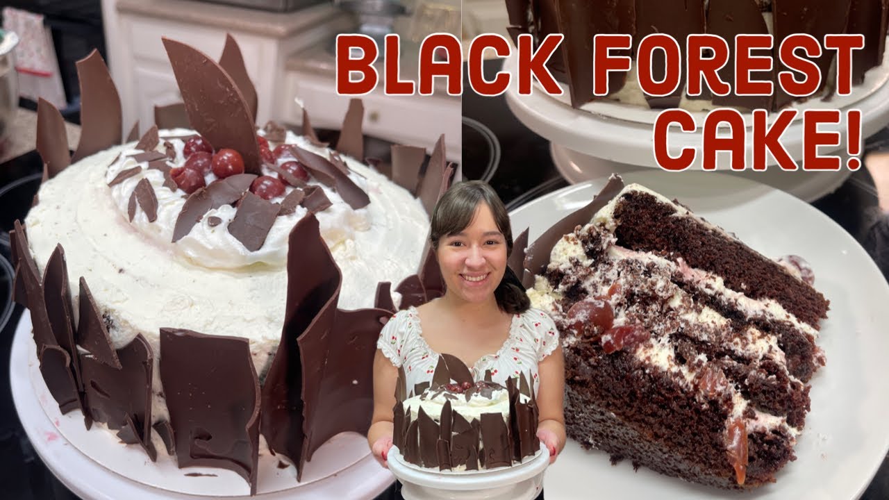 BLACK FOREST CAKE RECIPE!! Chocolate Cake with Cherry & Whipped Cream ...