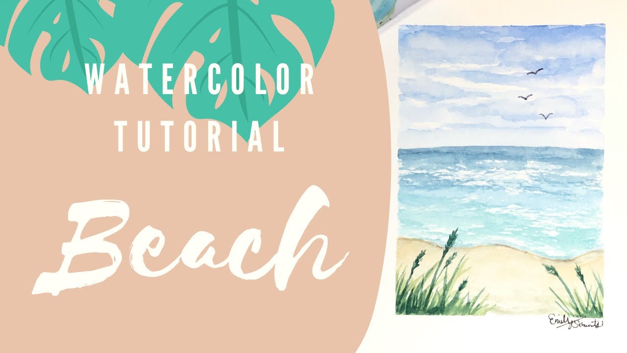 Tutorial: Beginners Watercolor Beach - YouTube