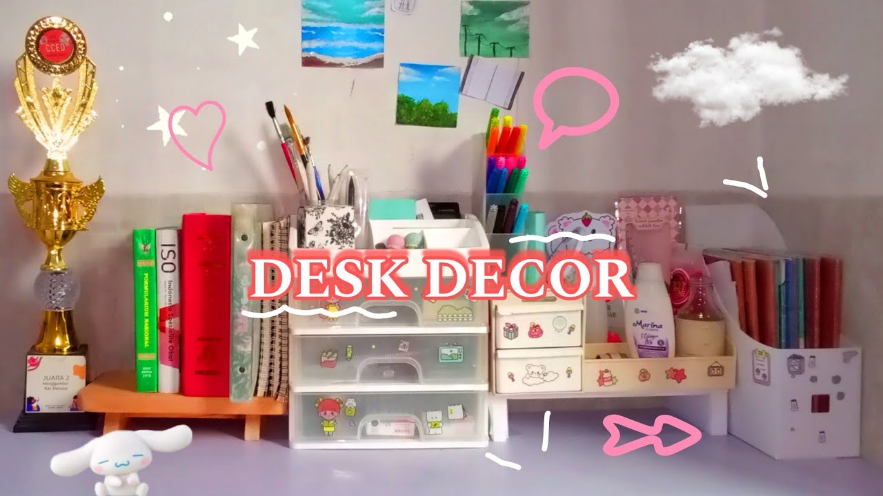 Desk Decor || ASMR || Decorate the study table || desk organizer - YouTube