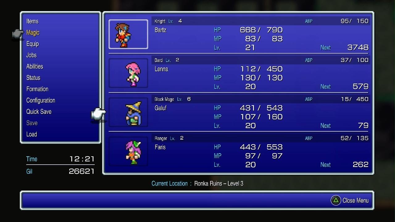 FINAL FANTASY V Ronka Ruins All Missable Chests and Enemies + Blue ...