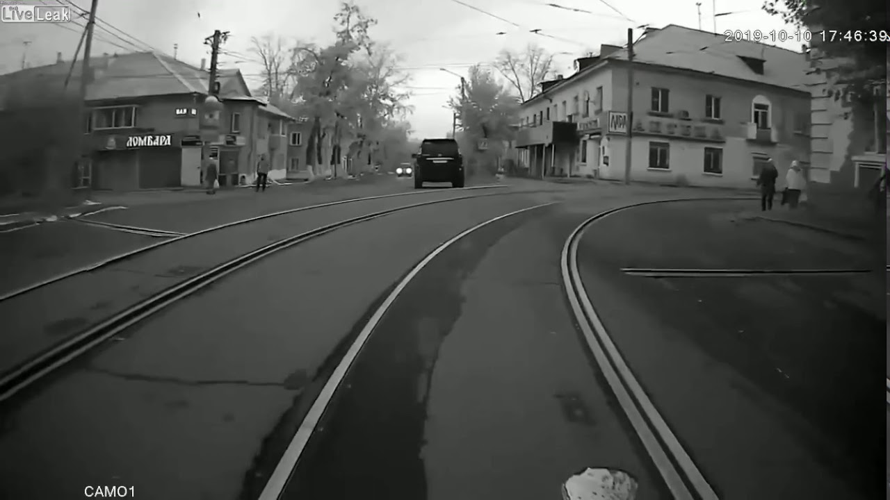 Woman on the train tracks is hit by a tram - YouTube