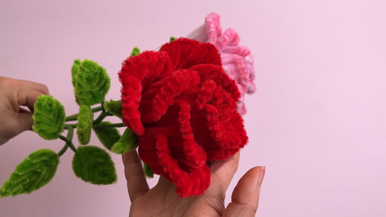 DIY Flower - How to make a Rose flower with Pipe cleaner ( chenille )# ...
