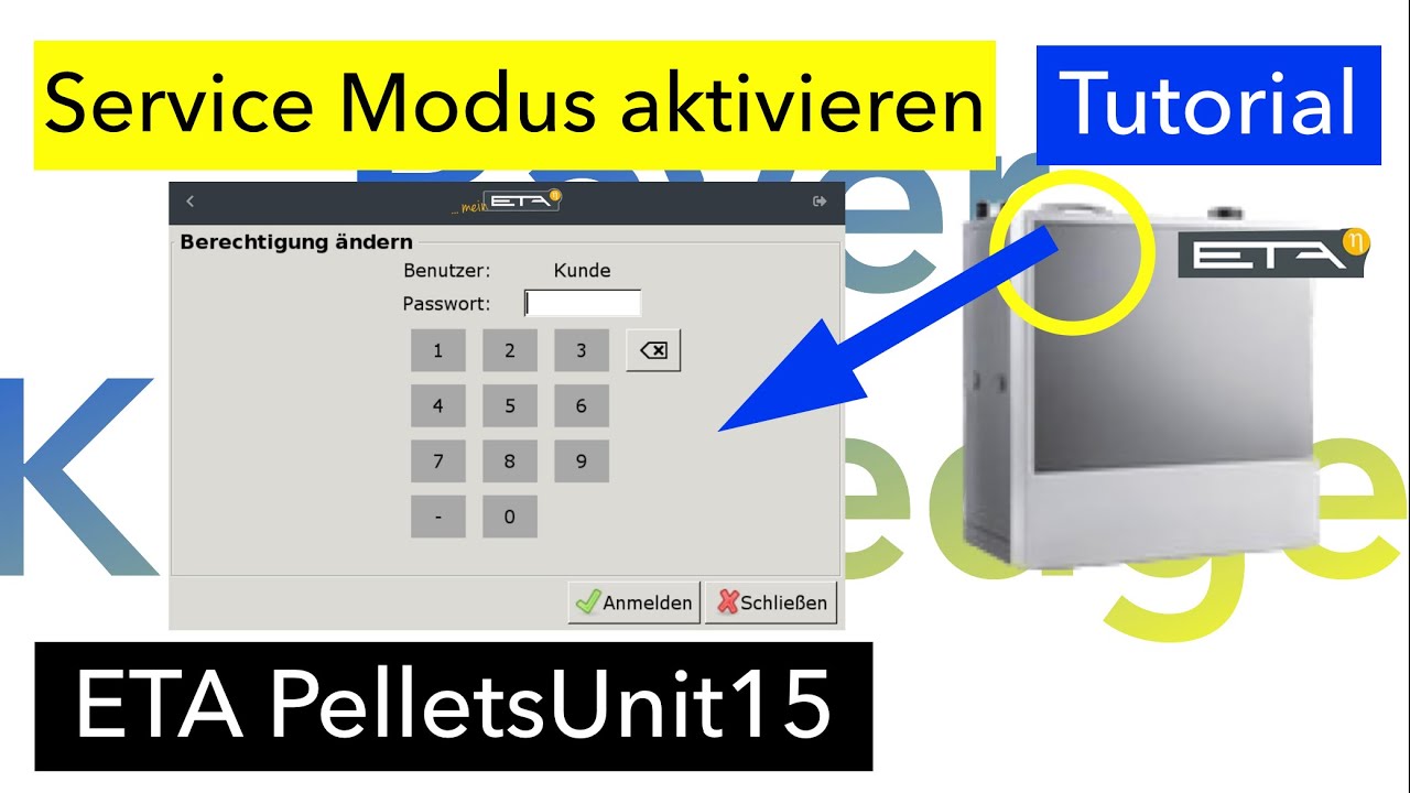 ETA Pelletsheizung PU15 Kunden und Service Modus wechseln Berechtigung ...