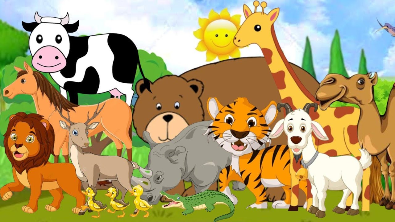 Mengenal nama dan suara hewan | rusa, gajah, jerapah, buaya, harimau ...