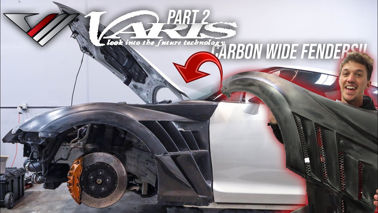 INSTALLING VARIS R35 GTR WIDEBODY KIT PT. 2 CARBON FIBER WIDE FENDERS ...