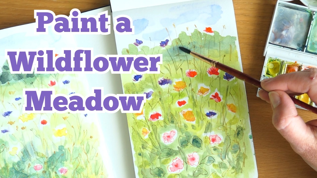 How to Paint a Watercolour Wildflower Meadow | Easy Spring Sketchbook ...