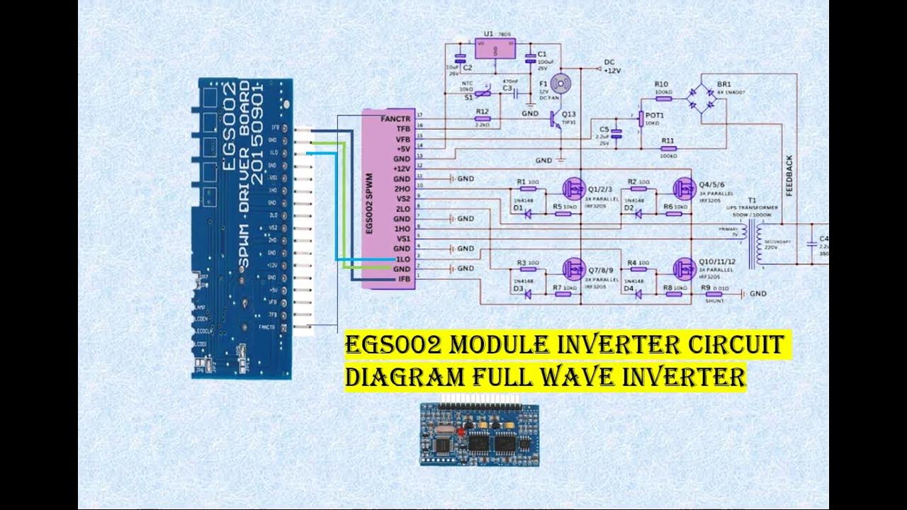 how To Make Power inverter using egs002 12v to 220v circuit diagram - YouTube