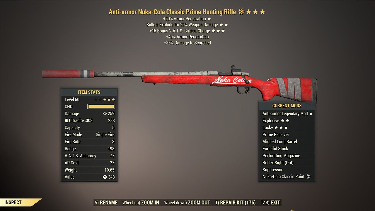 Fallout 76: Anti Armor Explosive Hunting Rifle - Full Health. - YouTube