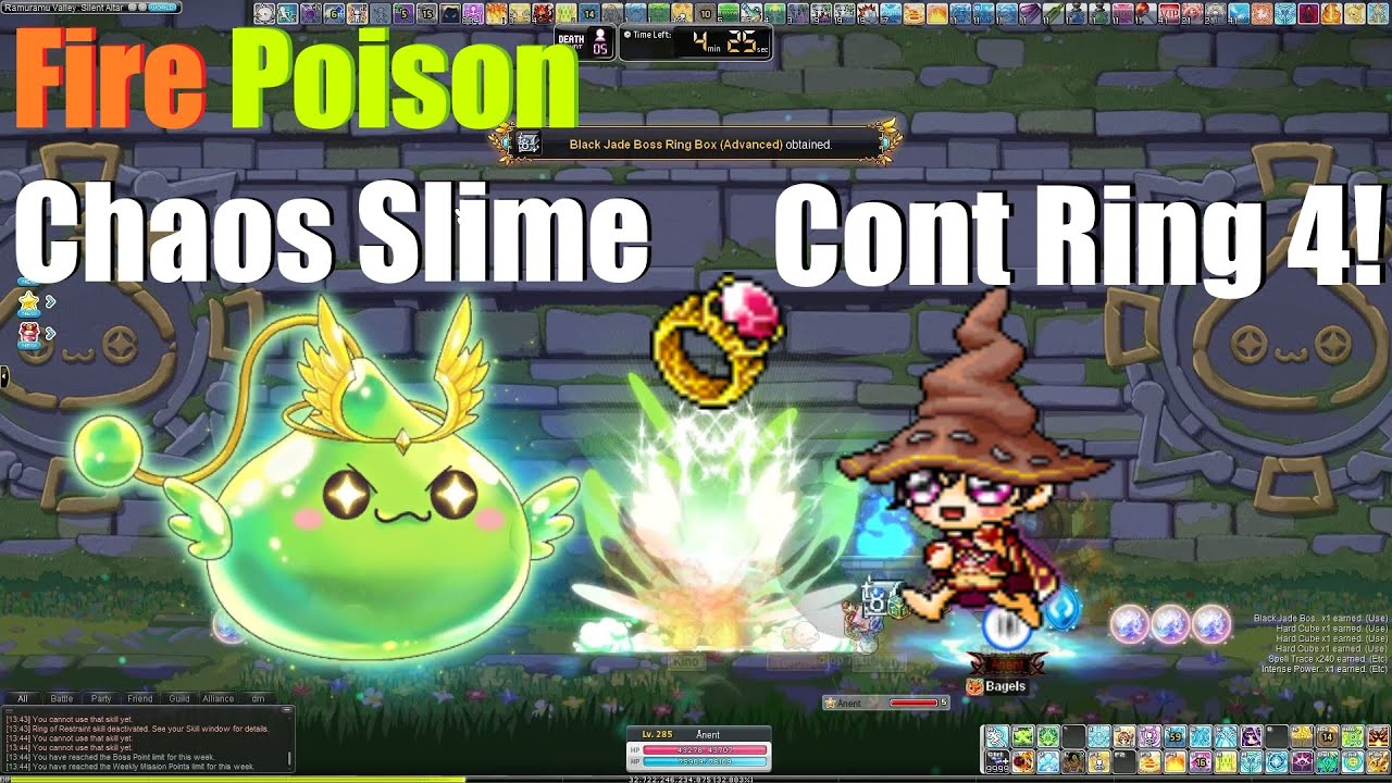 [Maplestory GMS Reboot] 285 Fire/Poison Mage Chaos Slime Solo ...
