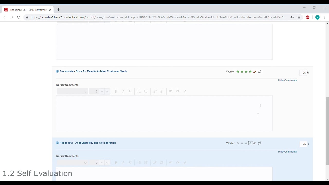 Oracle HCM 1.2 Self Evaluation - YouTube