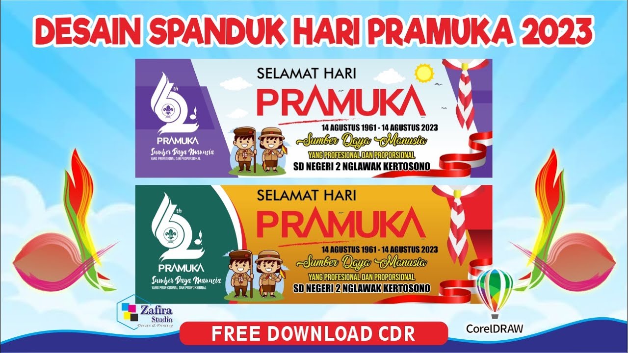 DESAIN SPANDUK PERINGATAN HARI PRAMUKA KE 62 2023 (FREE CDR) - YouTube