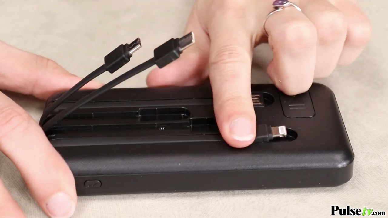 10,000mAh Multi Device Power Bank With Built In Cords - YouTube