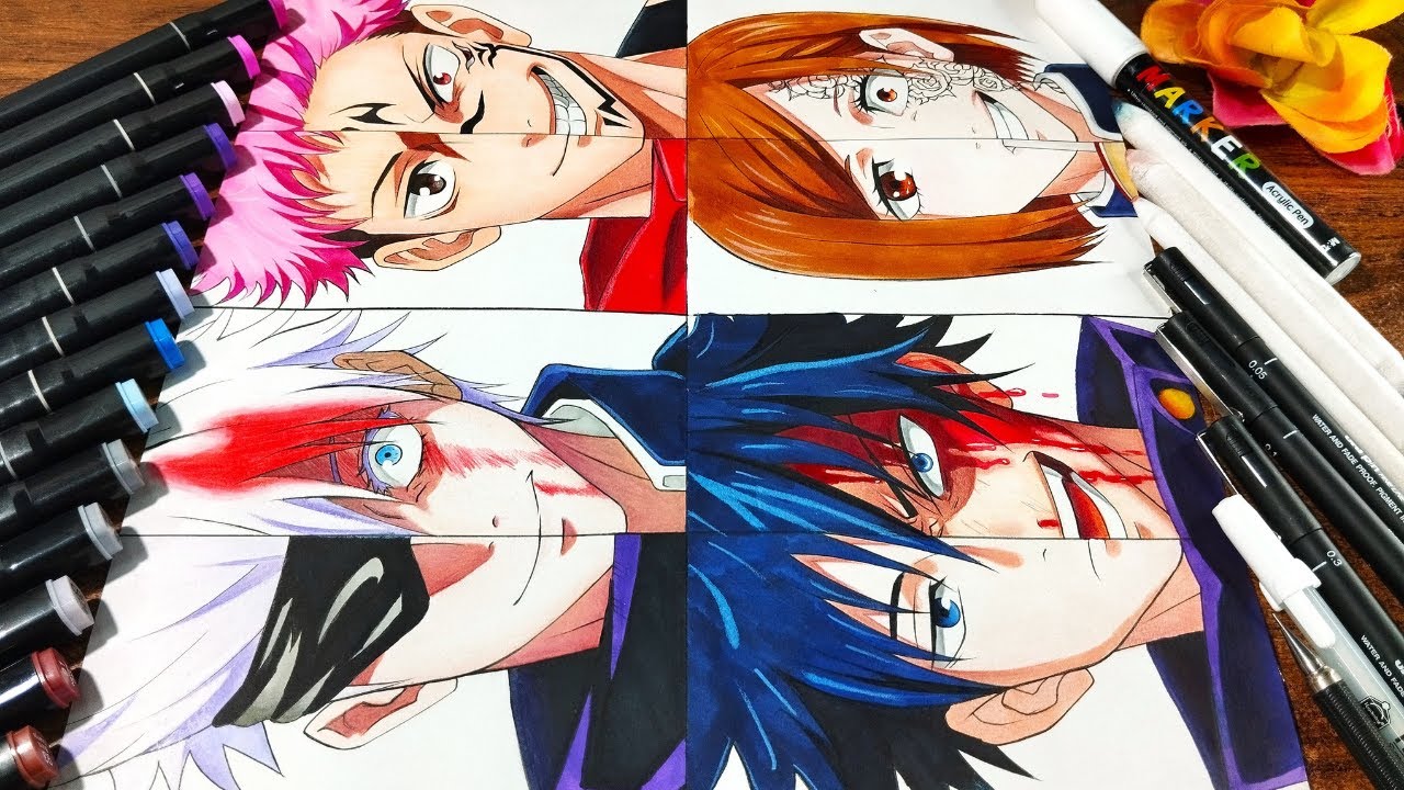 Drawing GOJO, ITADORI, MEGUMI And NOBARA With Their Rage Mode - YouTube