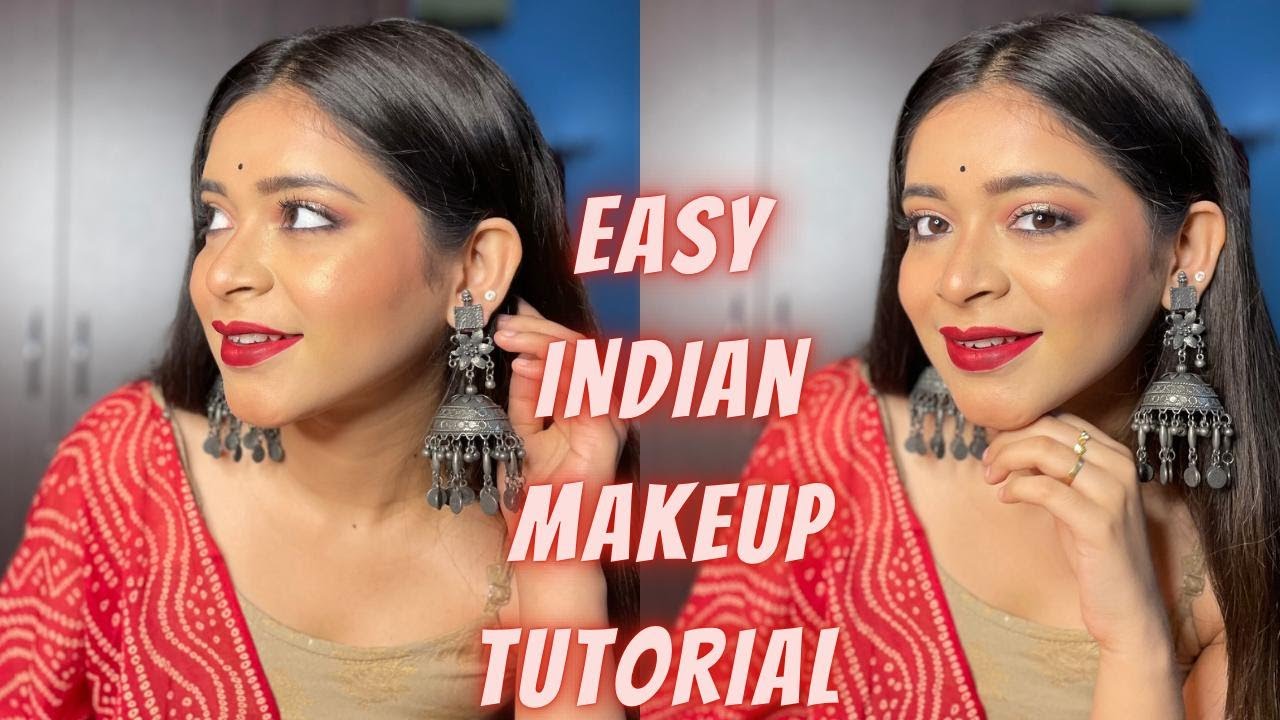 EASY INDIAN MAKEUP TUTORIAL || DEWY BASE🤩 || GLAM LOOK😍 || GLITTERY ...