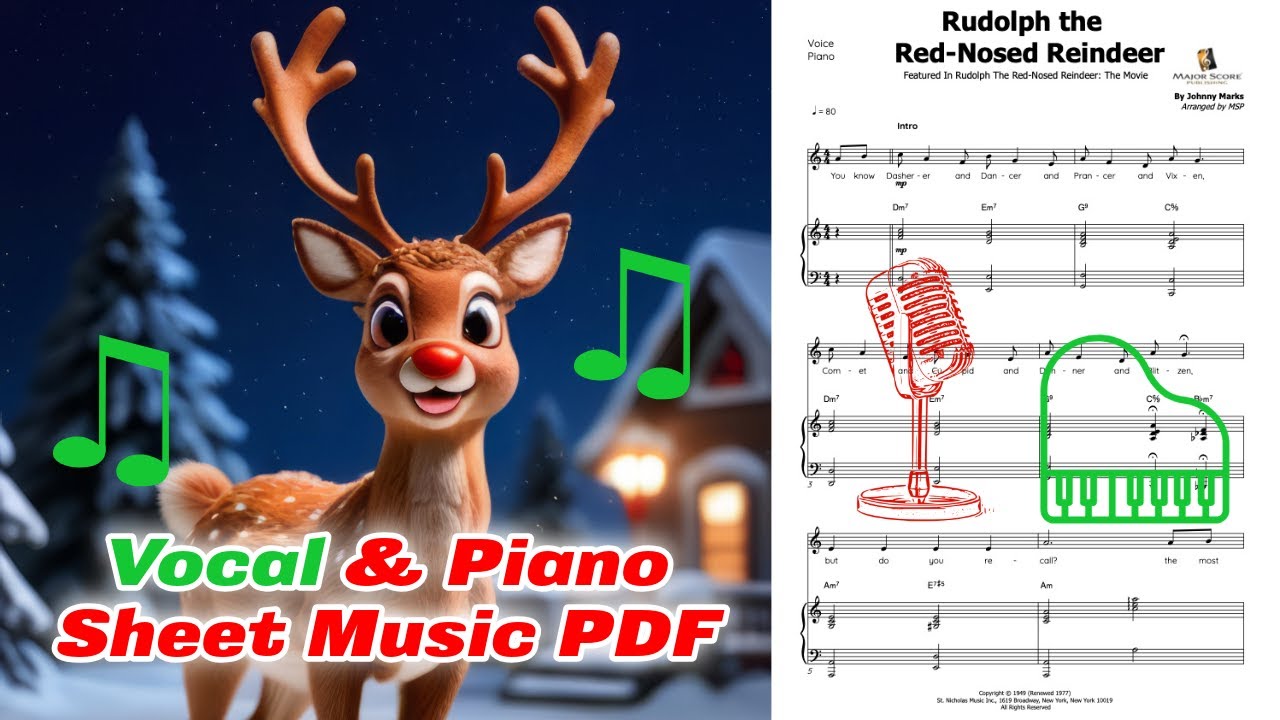 Rudolph the Red-Nosed Reindeer | Singer & piano sheet music | Duet ...