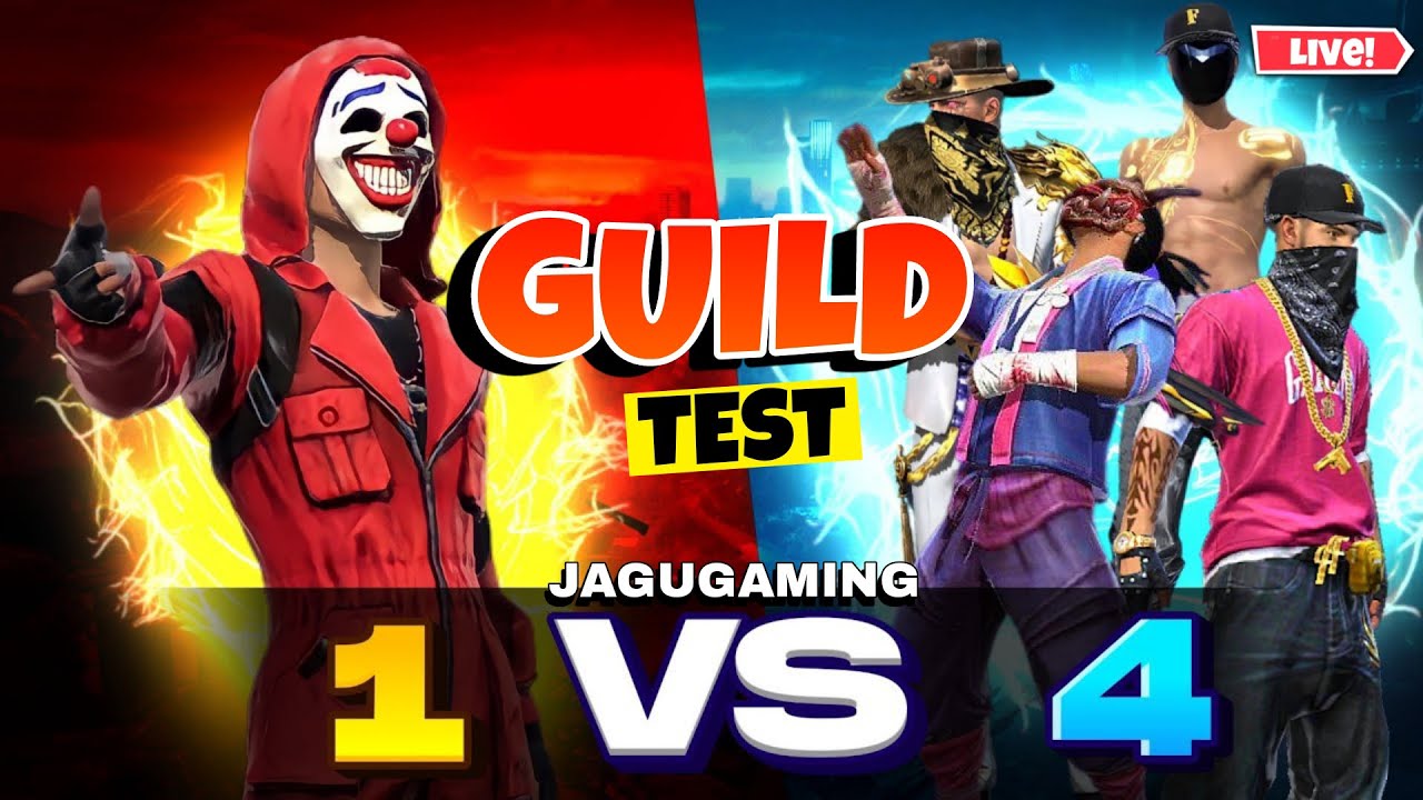 Top 1 🎯 1 Vs 4 🥵 Guild Test : Free Fire Live Guild Fest : Jagu Gaming ...