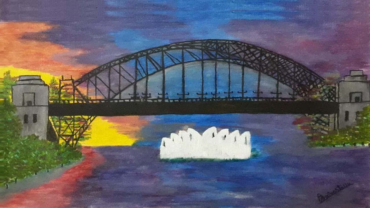 How to draw Bridge| Beautiful Bridge Scenery Drawing| Bridge - YouTube