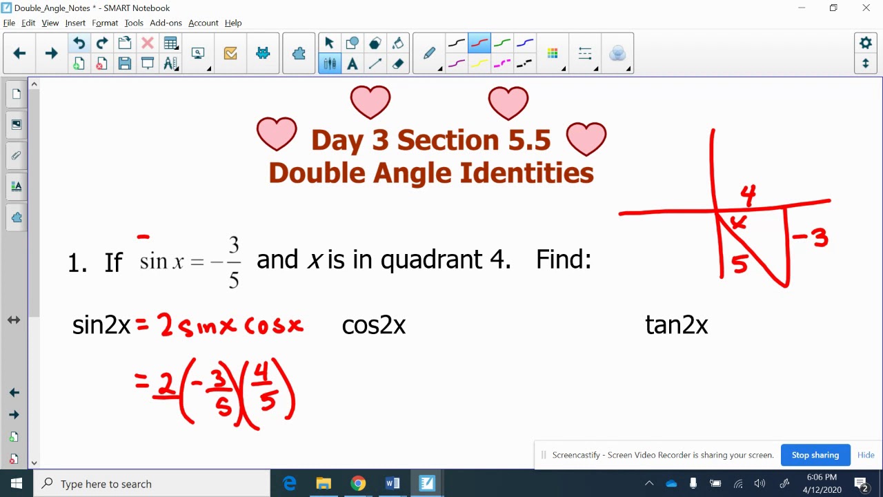 Double Angle Identity notes Video #1 - YouTube