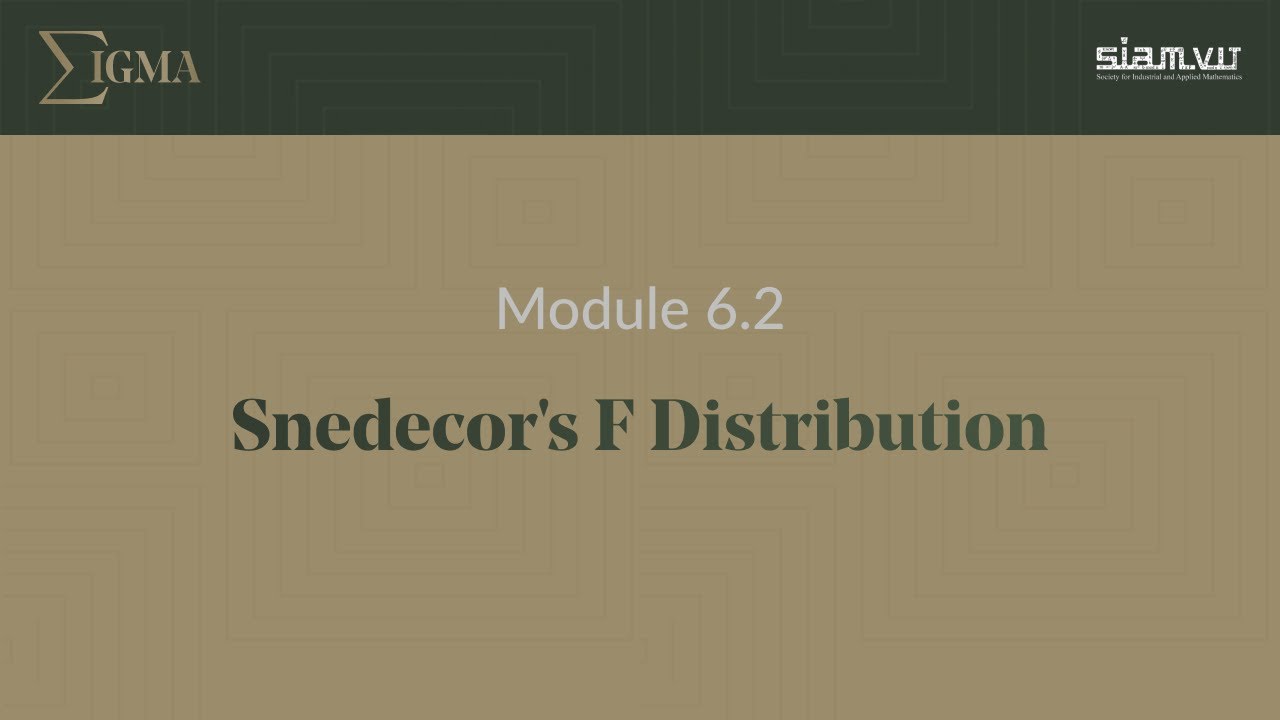 6.2 - Snedecor's F Distribution - YouTube