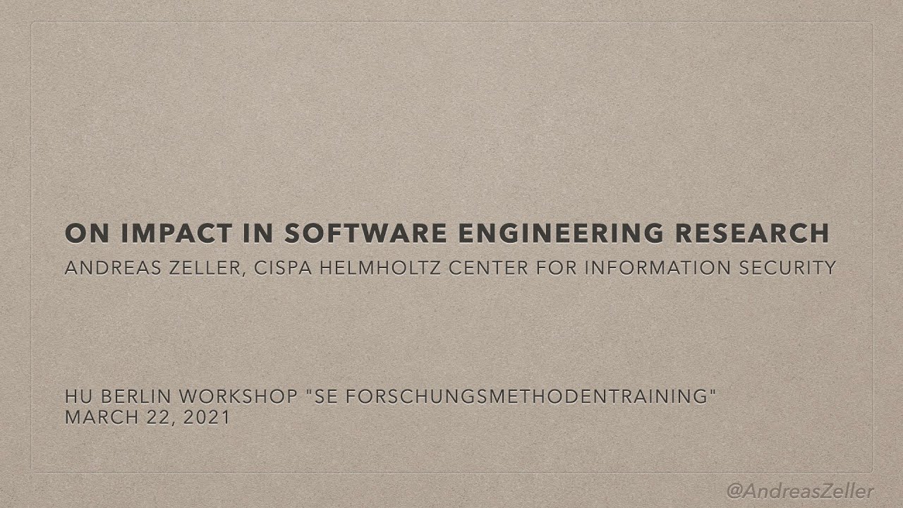 On Impact in Software Engineering Research - YouTube
