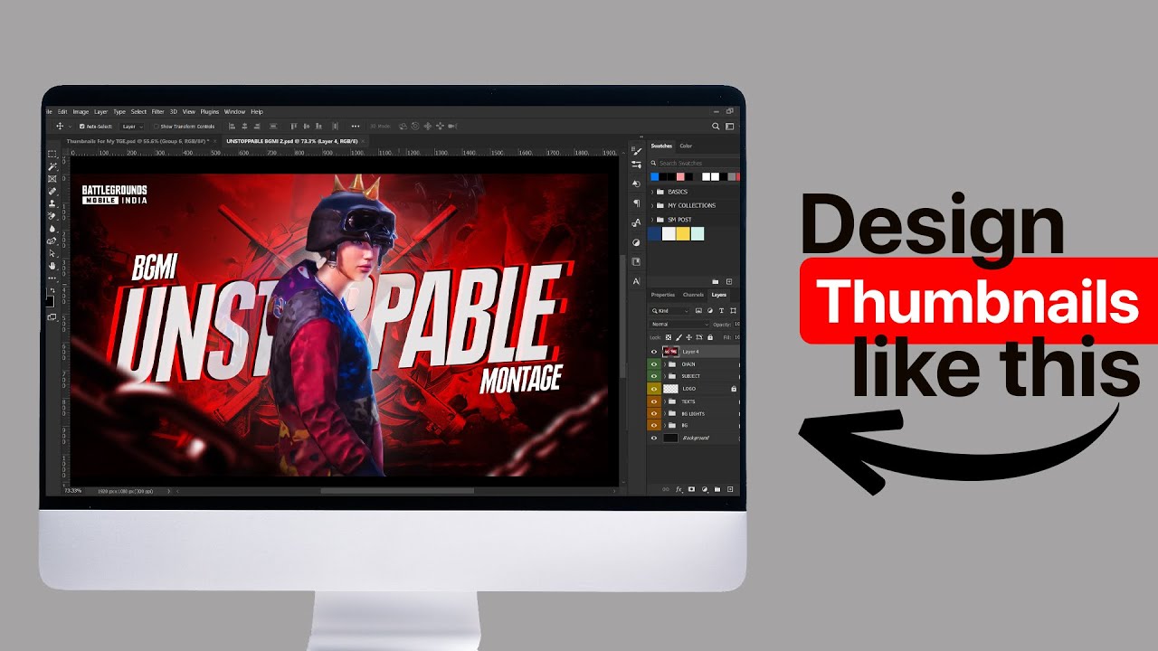 Create Eye-catching BGMI Thumbnail in Photoshop | Complete Tutorial ...