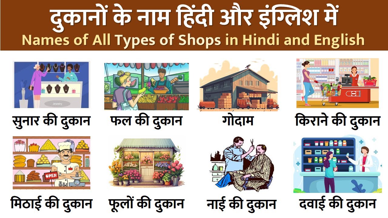 दुकानों के नाम हिंदी और अंग्रेजी में / Names of All Types of Shop in ...