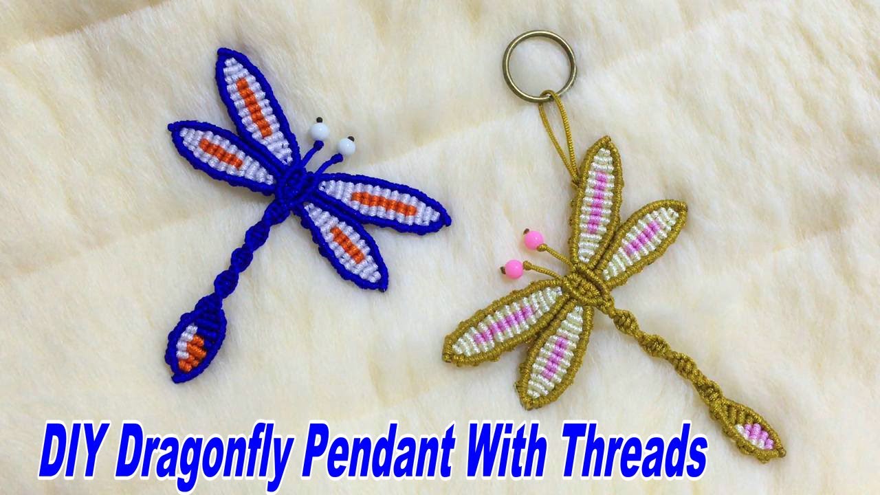 Knitted Dragonfly Free Pattern，DIY Dragonfly Pendant With Threads - YouTube