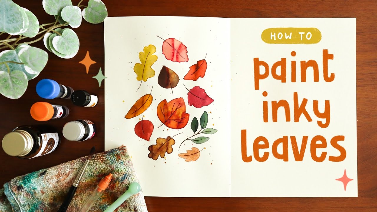 🍂 How To Paint Inky Leaves | Fountain Pen Ink Playtime - YouTube