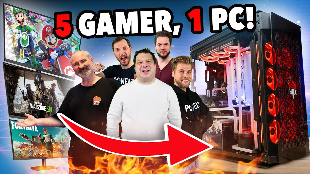 5 GAMER zocken an EINEM SYSTEM (PC, PS5, XBOX, Switch) - HMX4 - YouTube