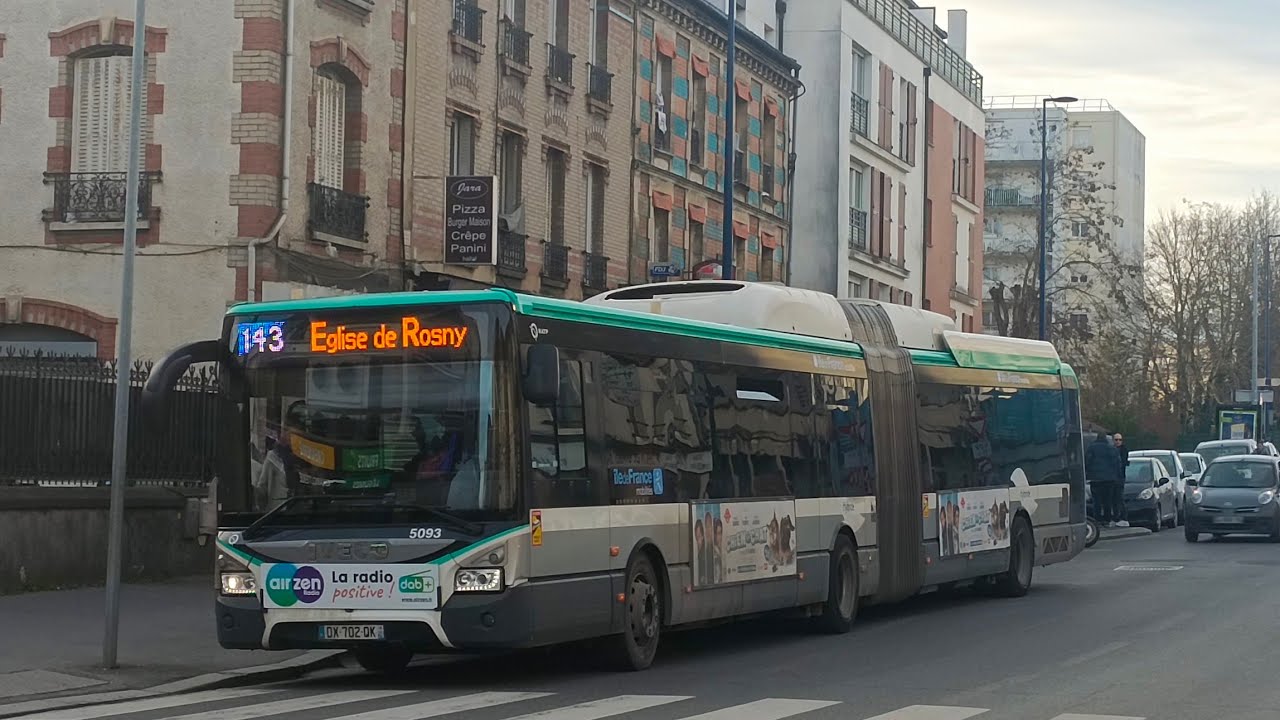Bus 143 RATP | CabRide Timelapse | UBW 18m Hybride - YouTube