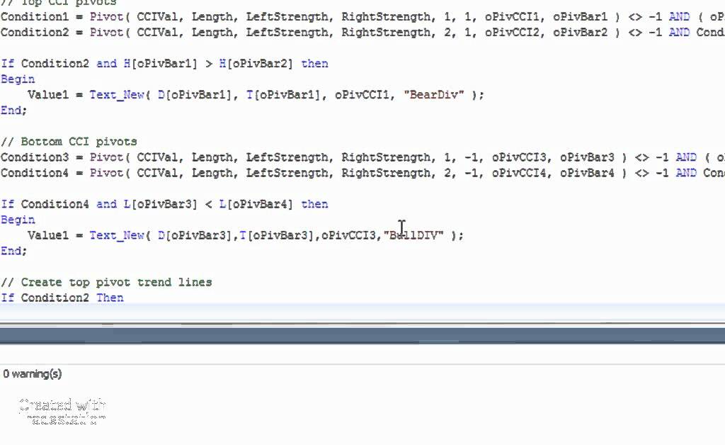 Tutorial 75 | Add a divergence component to the CCI trend line break ...