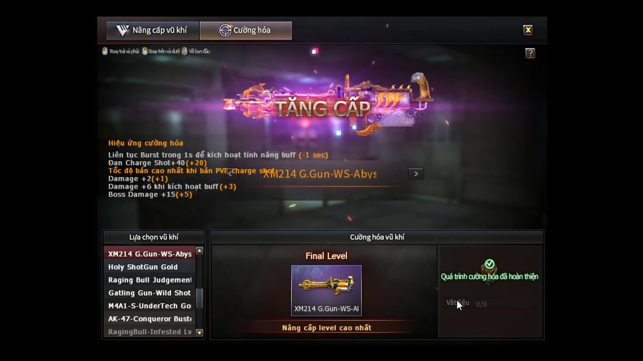 [CrossFire] Upgrade XM214 Gatling Gun Wild Shot Abyss Gold [Đột Kích] Nâng cấp XM214 G.Gun-WS ...