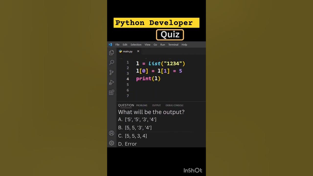 Quiz For A Python Developer Part 6 Python Quiz Pythonquiz Listinpython Youtube