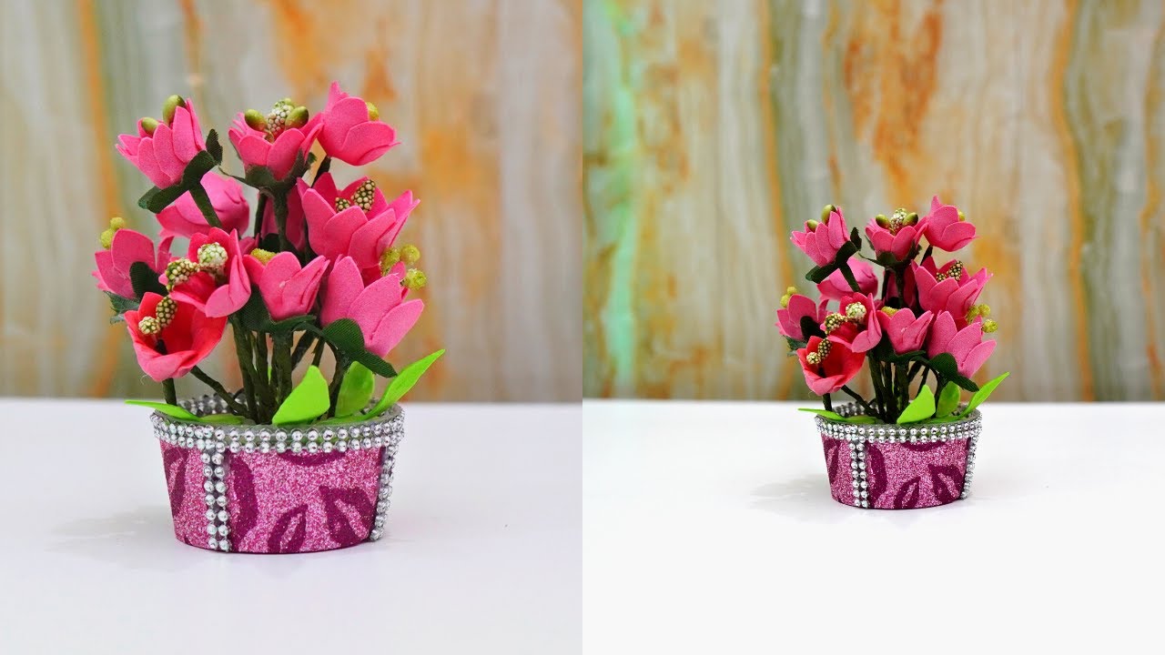 Mini Fomic Sheet Flower Pot - DIY Craft - Cute Miniature Flower Pot ...