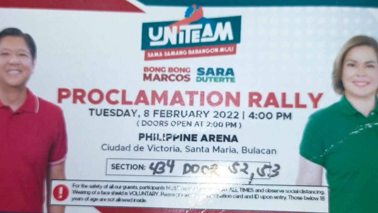 BBM-SARA UNITEAM PROCLAMATION RALLY @THE PHILIPPINE ARENA - YouTube