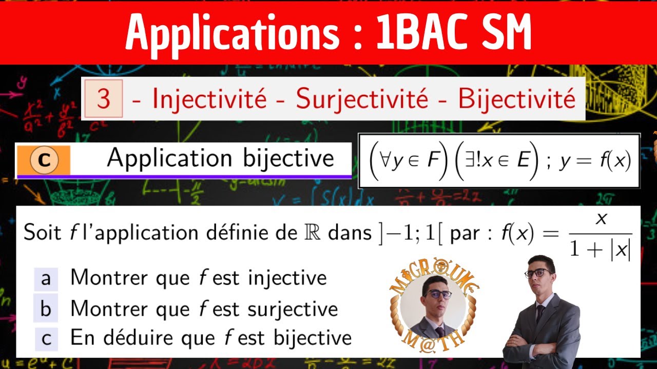 Application bijective, bijectivité — Les applications — 1 BAC SM - YouTube