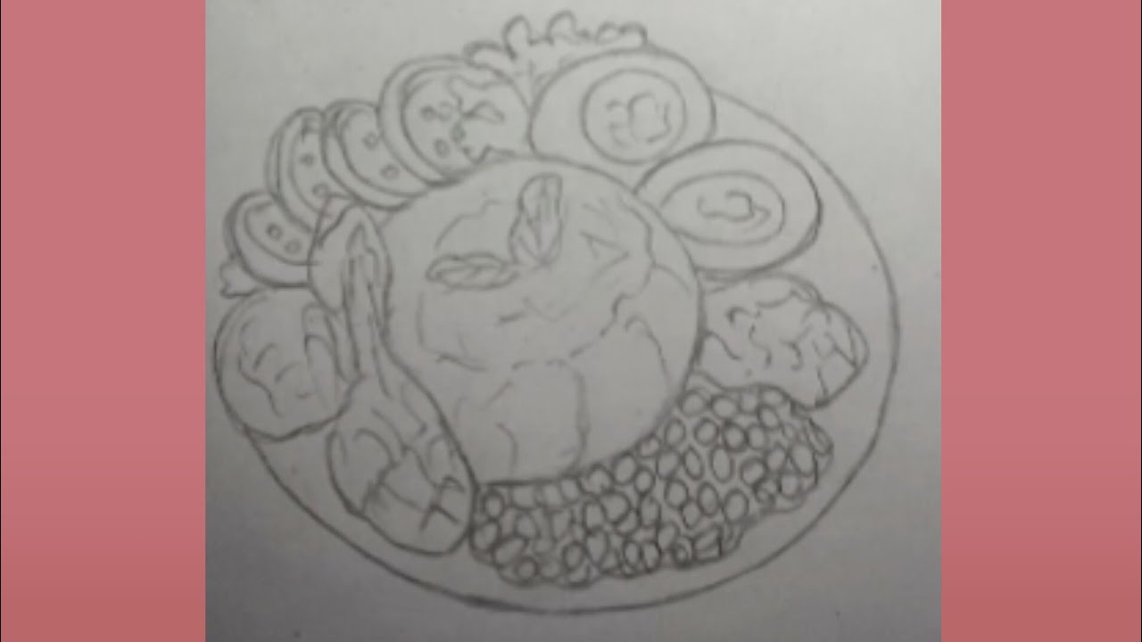 Chicken rice egg full plate drawing #drawing #foodplate - YouTube