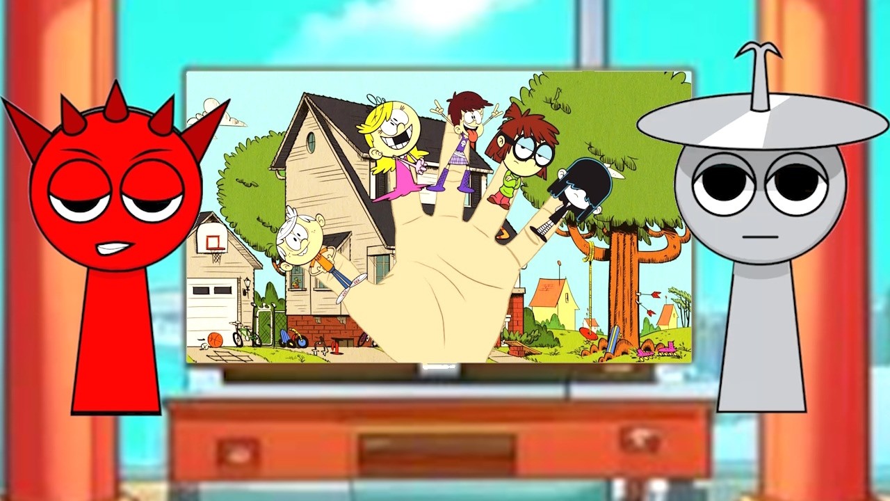 THE LOUD HOUSE Finger Family Nursery Rhyme SPRUNKI React and Gacha ...