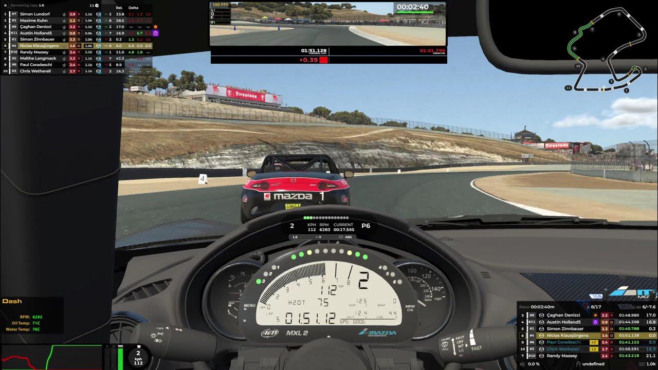 iRacing Global Mazda MX-5 Cup by Fanatec - Fixed S1W10 WeatherTech Raceway at Laguna Seca #1 ...