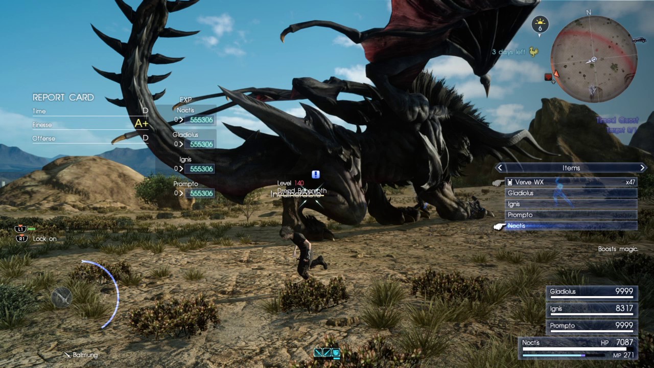FINAL FANTASY XV Dread Behemoth triple A+ with NO season pass items ...