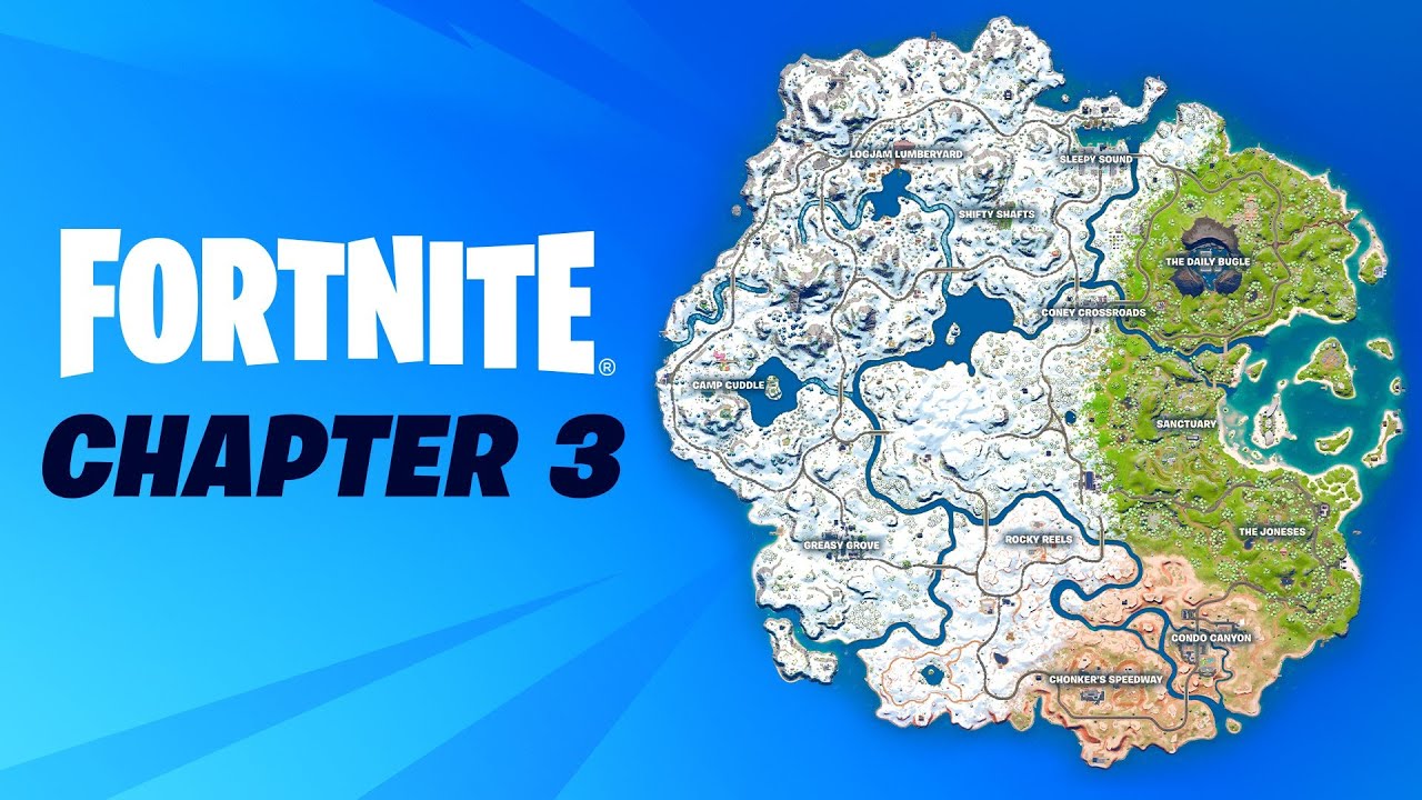 FORTNITE CHAPTER 3 MAP.MOUNTAIN TUNNELS,FROZEN TILTED TOWERS - YouTube